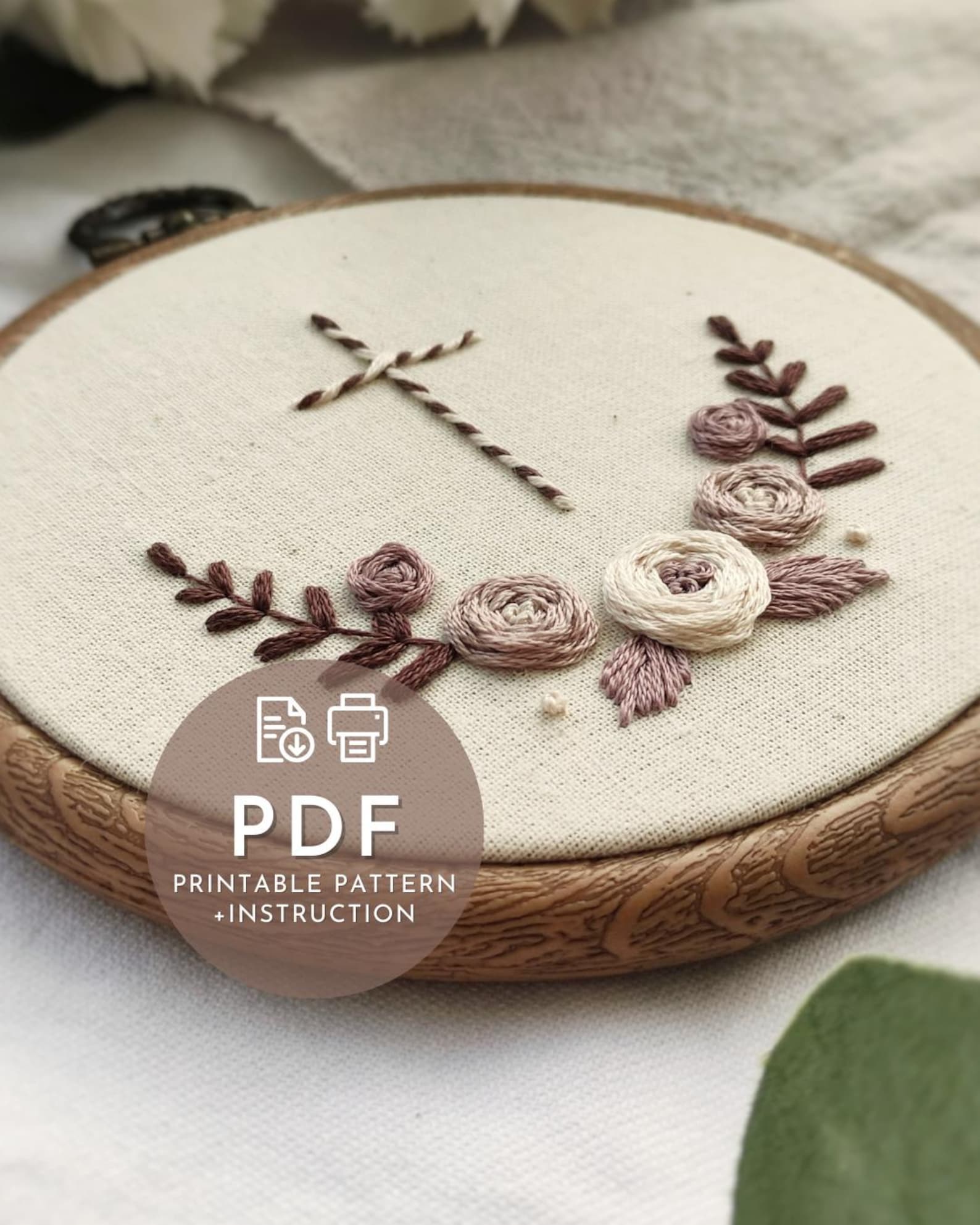 Beige CROSS Embroidery Pattern PDF, Christian Easter Wall Decorations ...