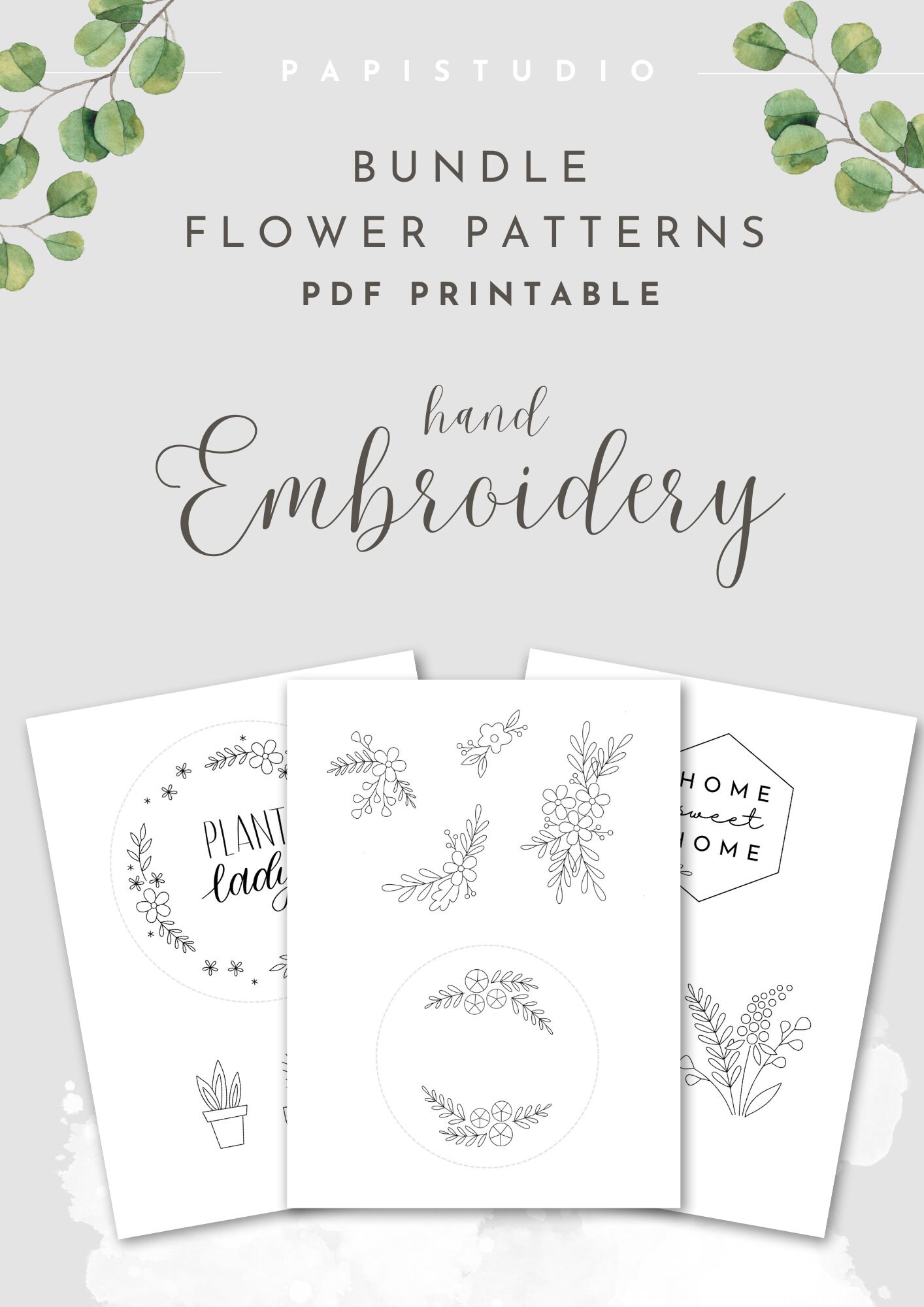 Flower Hand Embroidery Pattern BUNDLE, Embroidery Floral Designs Set ...