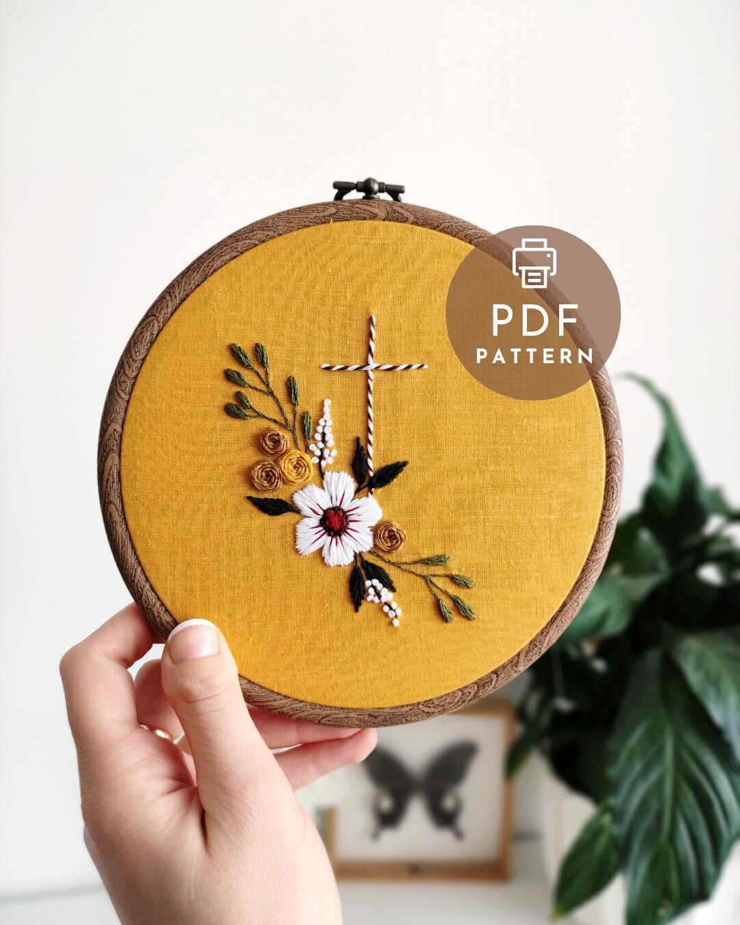 CROSS With Flowers Embroidery Pattern PDF, Christian Easter Wall ...