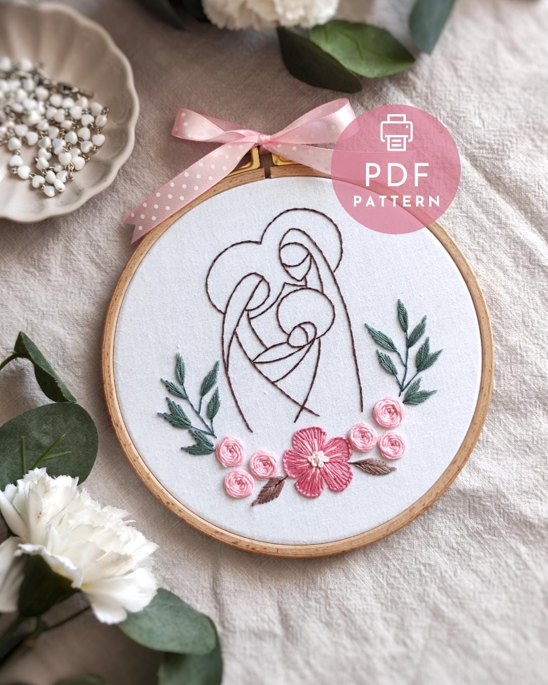 Holy Family Embroidery Pattern PDF, Religious Hand Embroidery Pattern ...