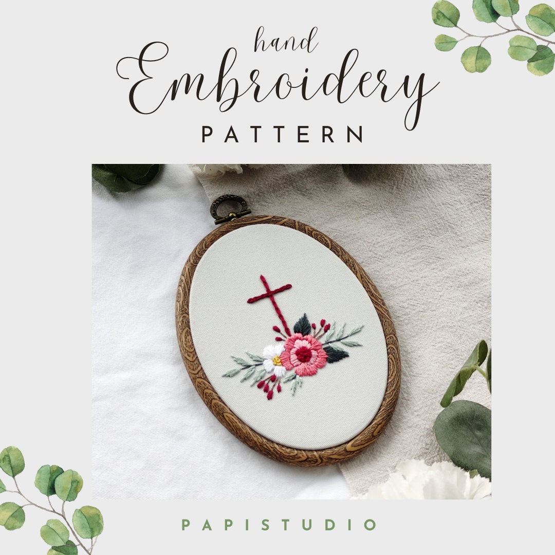 CROSS With Flowers Embroidery Pattern, Christian Easter Wall ...