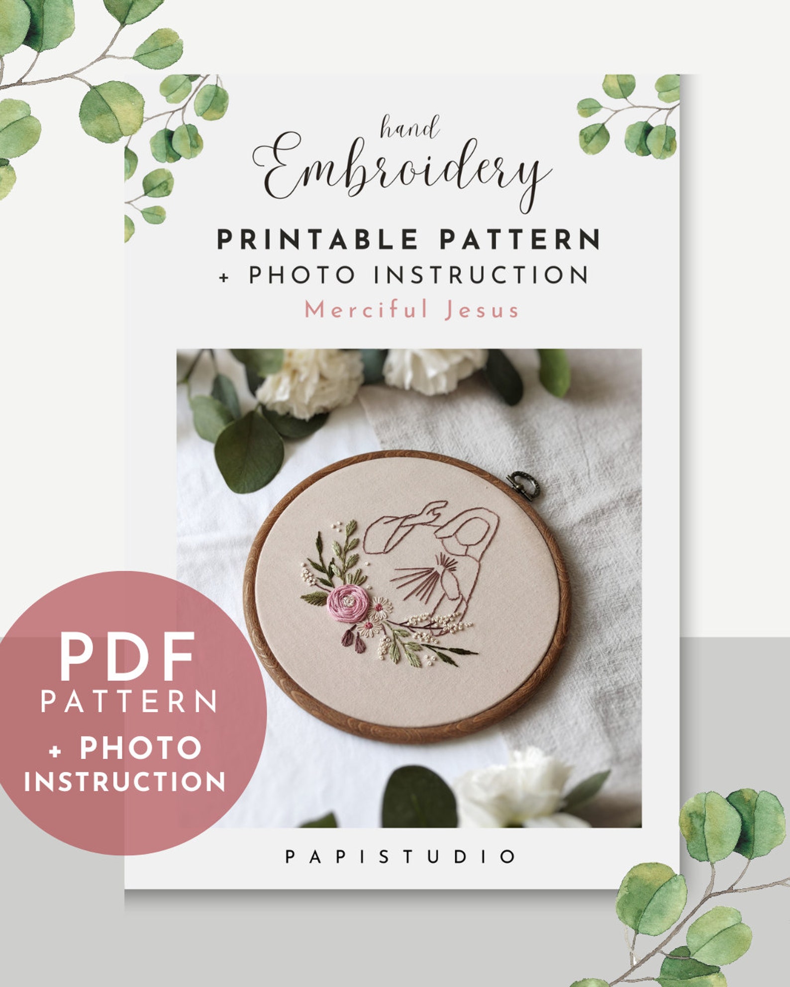 Merciful Jesus Embroidery Printable Pattern PDF, Catholic Home Decor ...