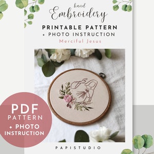 Merciful Jesus Embroidery Printable Pattern PDF, Catholic Home Decor ...