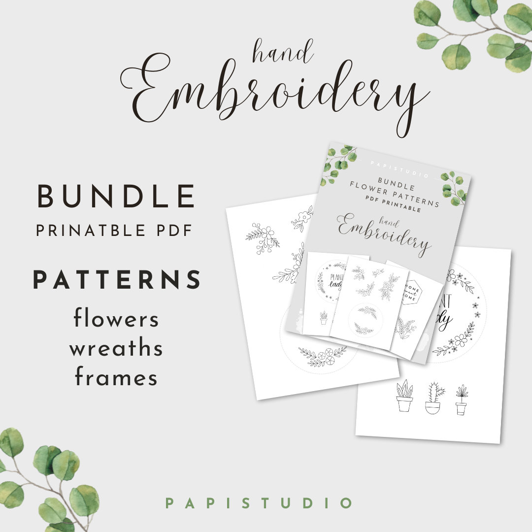 Flower Hand Embroidery Pattern BUNDLE, Embroidery Floral Designs Set ...