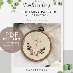 Beige CROSS Embroidery Pattern PDF, Christian Easter Wall Decorations ...