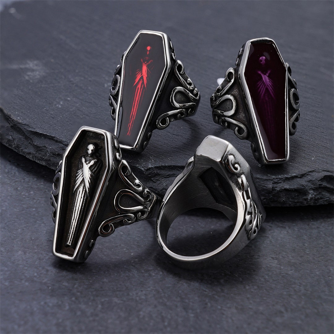 Gothic Coffin Skull Ring Vampire Zombie Ring Cool Witchcraft Unisex ...
