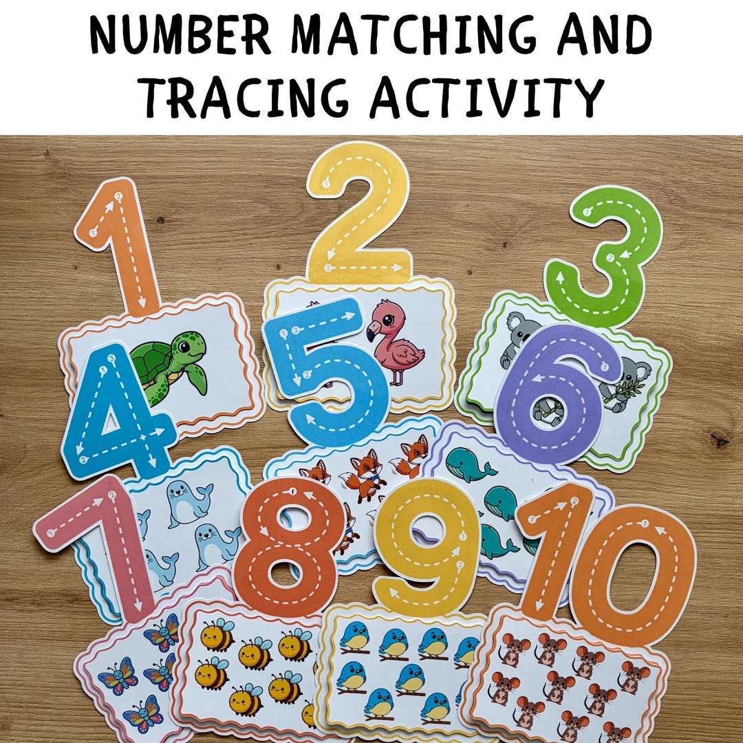 Number Matching Tracing Activity, Animals Preschool Printable (PDF ...
