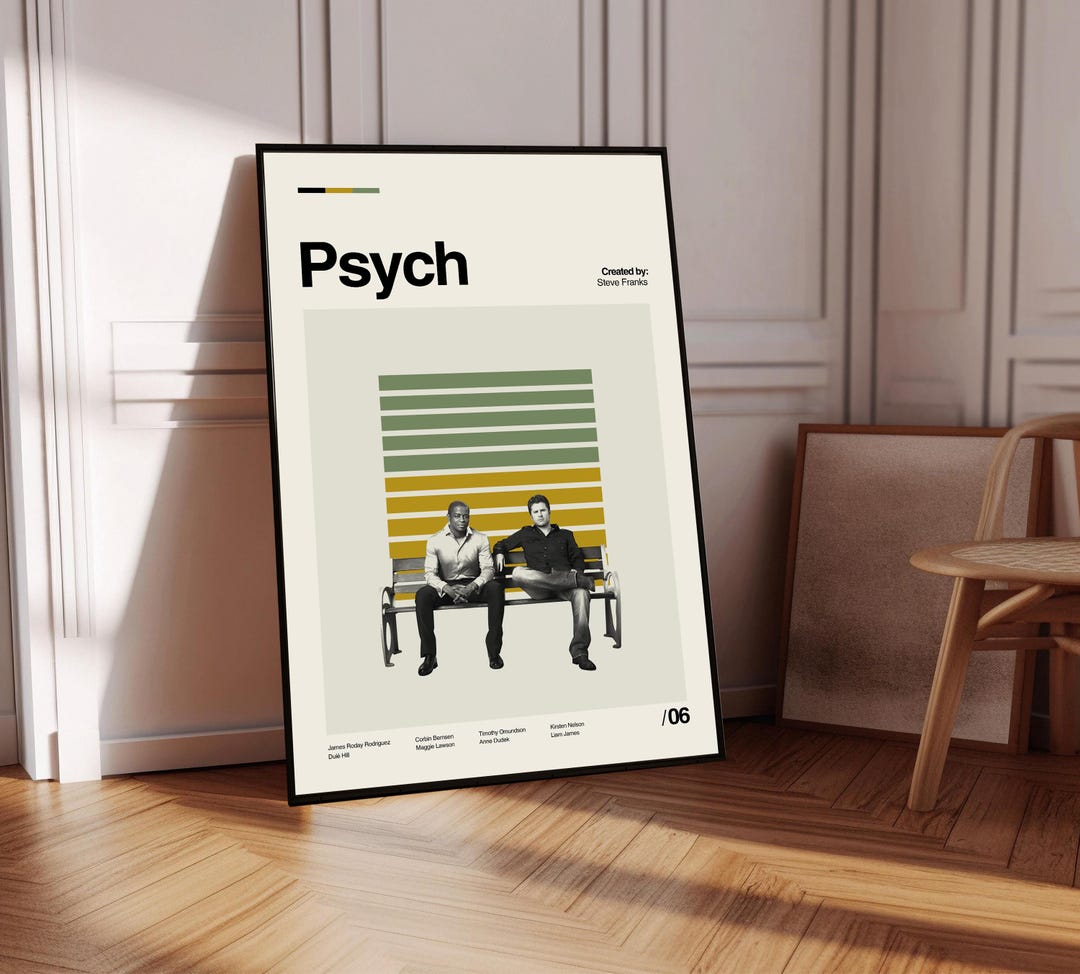 Psych Tv Series Poster, Psych Wall Art, Mid Century Art, Midcentury ...