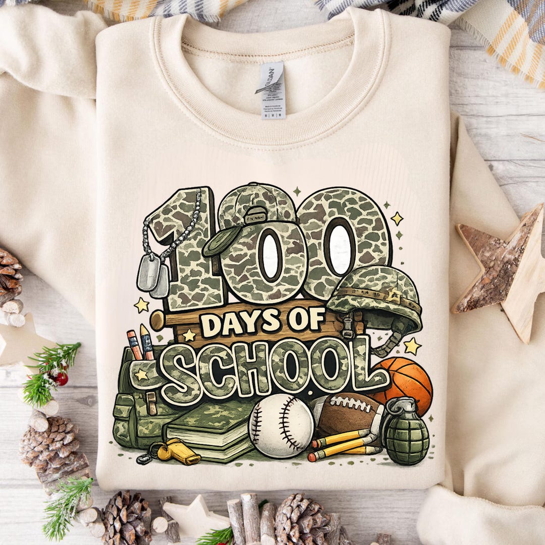 100 Days of School Military PNG – Army Back to School Design, Camo ...