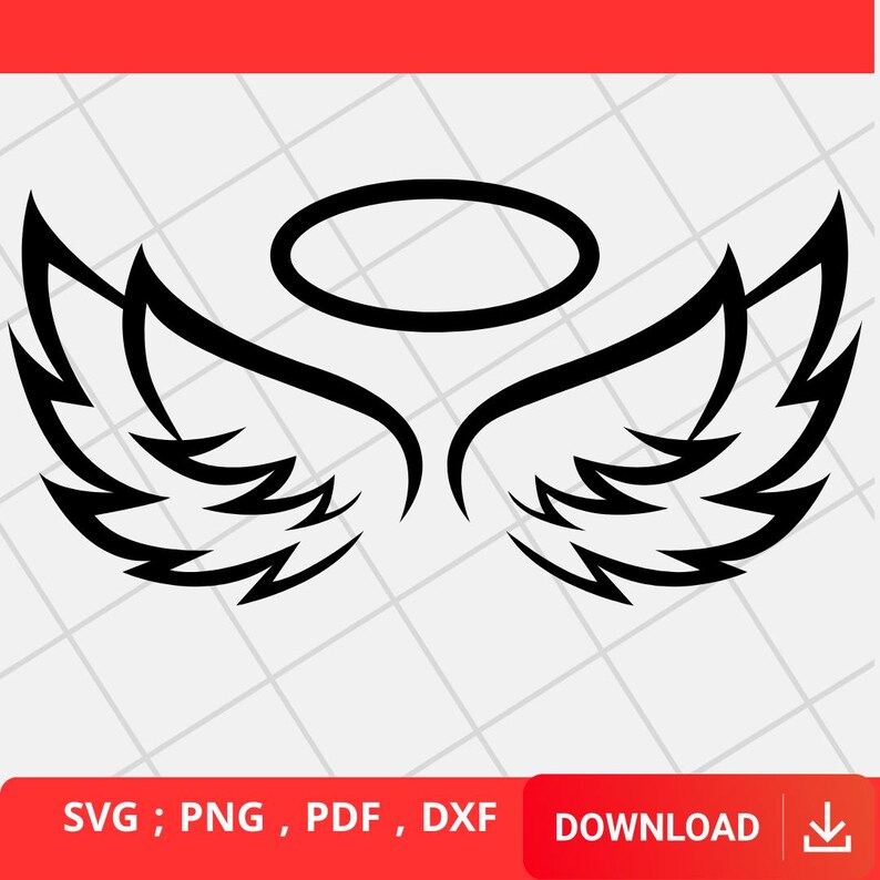 Angel Wings SVG, Angel PNG, Halo DXF, Angel Wings, Religious, Halo ...
