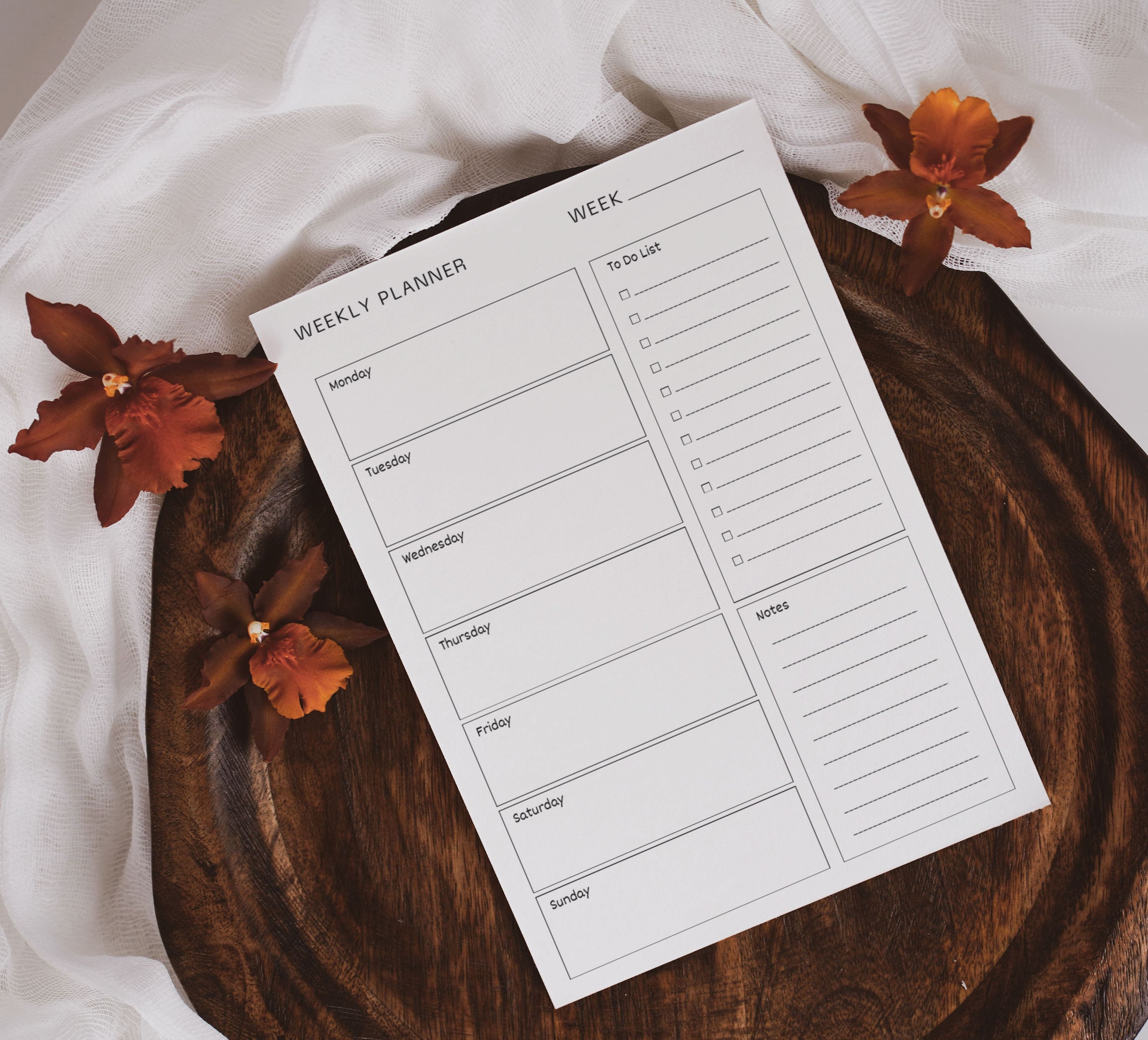 Minimalist Weekly Planner Printable, Fillable, Instant Download - Etsy