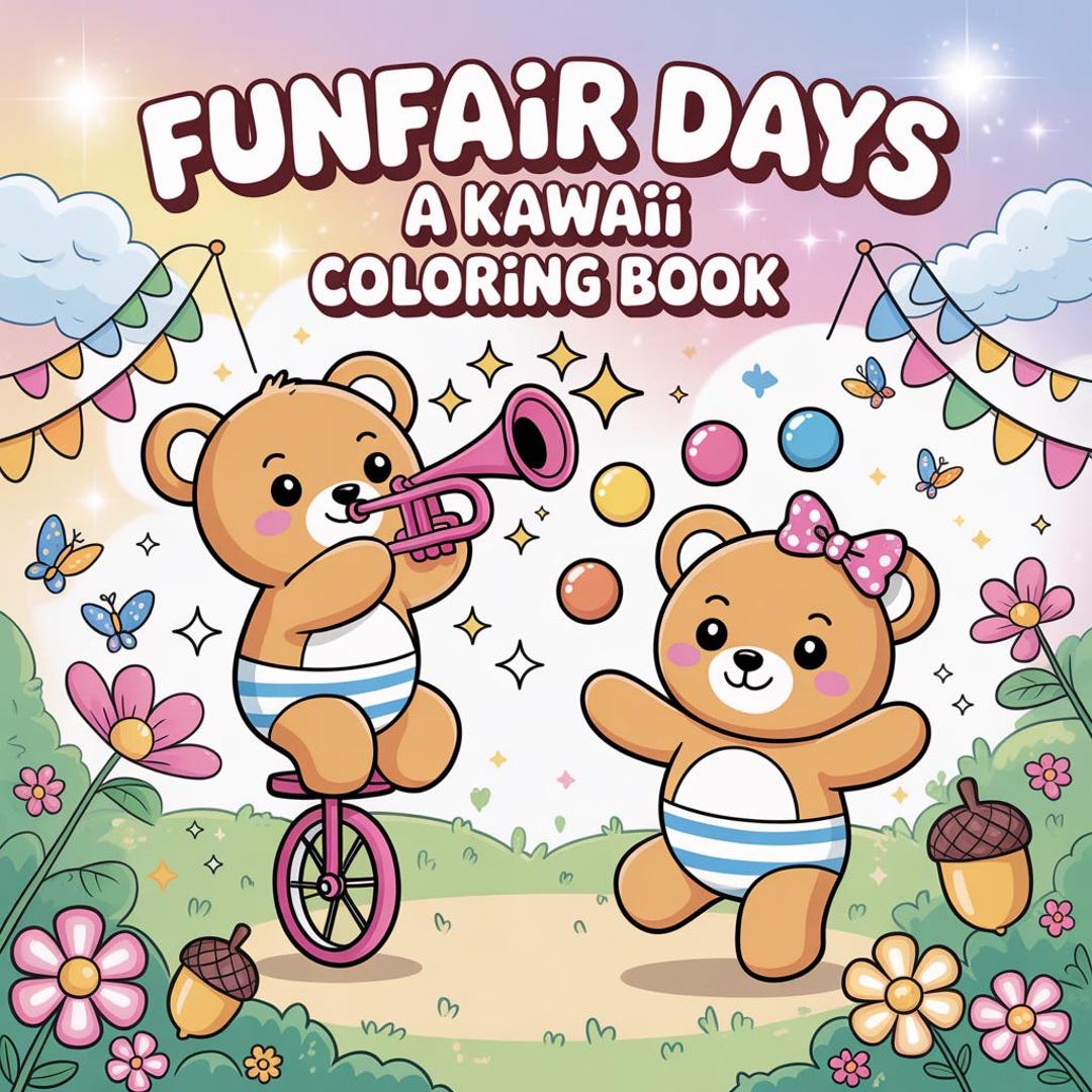 Funfair Days: A Kawaii Coloring Book of Adorable Animal Adventures at ...