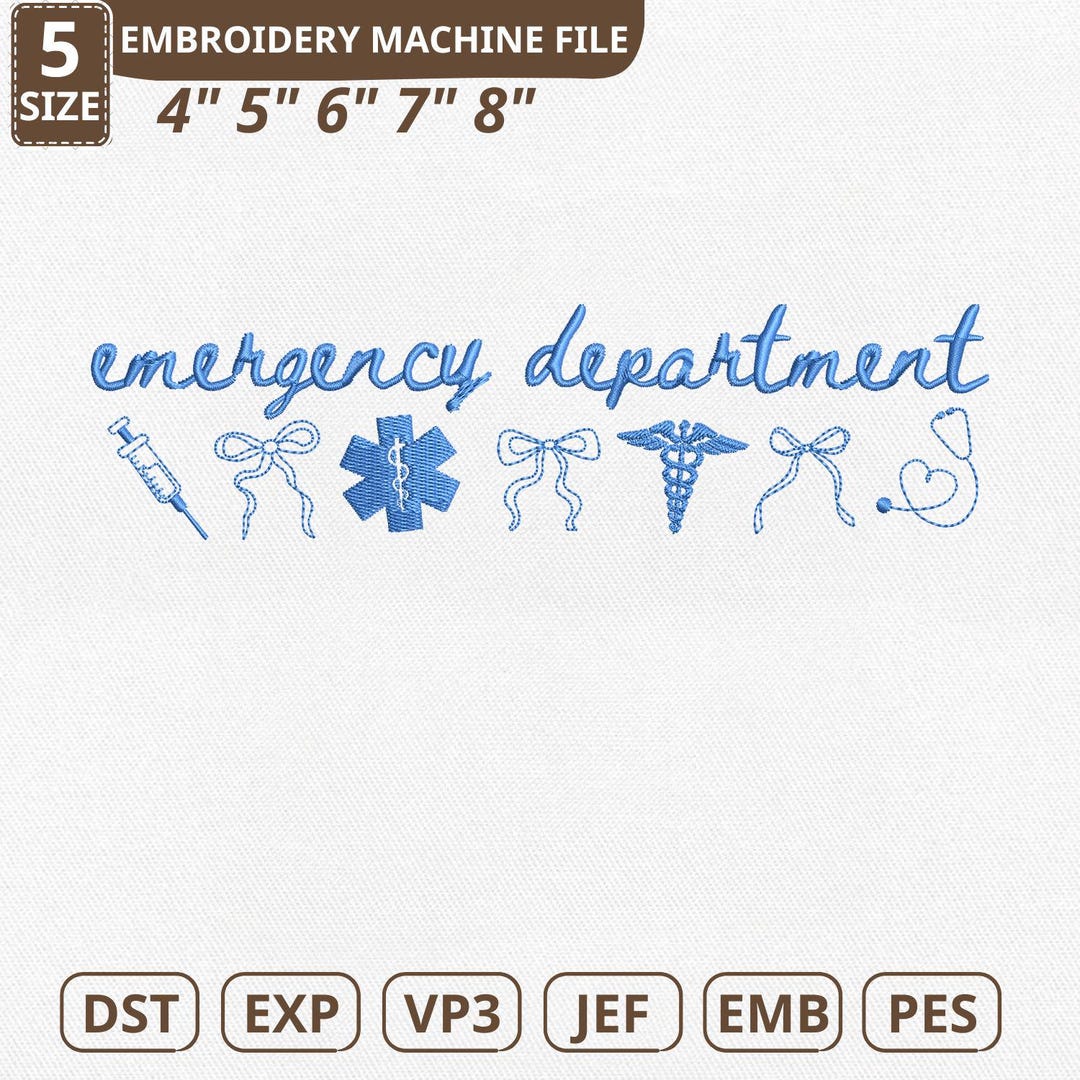Emergency Department Machine Embroidery File, Coquette ER Nurse ...