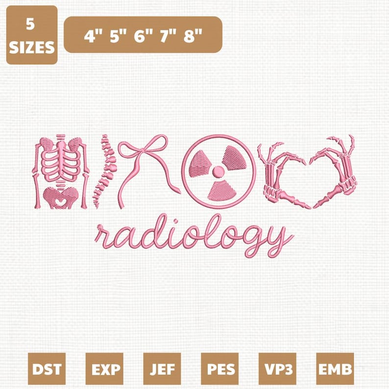 Radiology Medical Icons Machine Embroidery File, Xray Tech Life Design ...