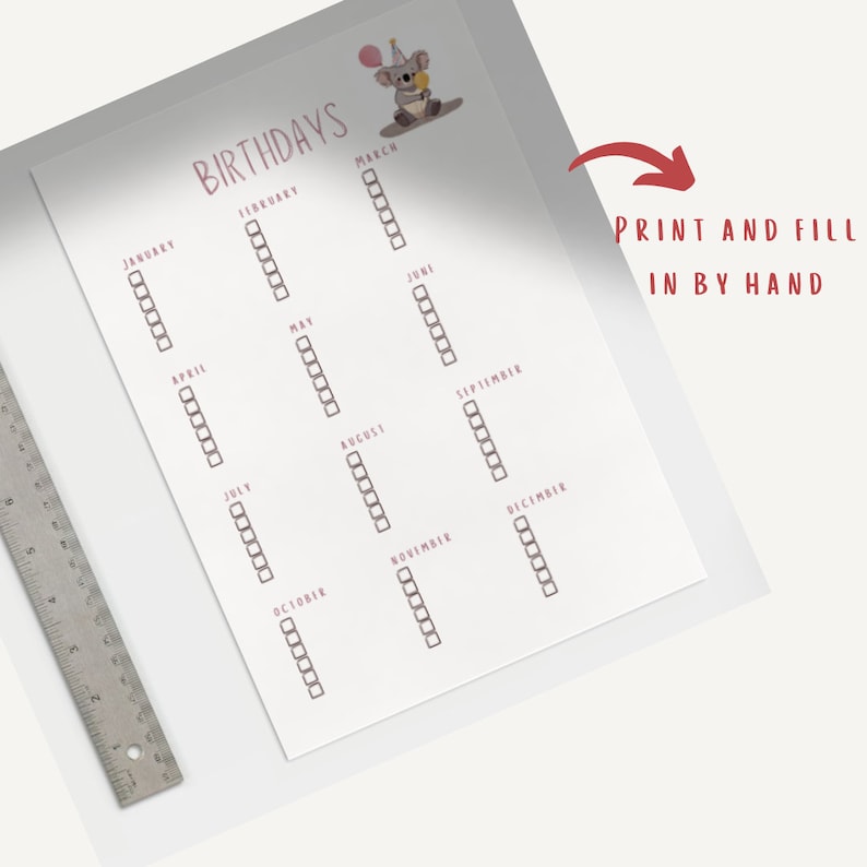 Personalised Birthday Chart, Birthday Planner Printable, Birthday ...