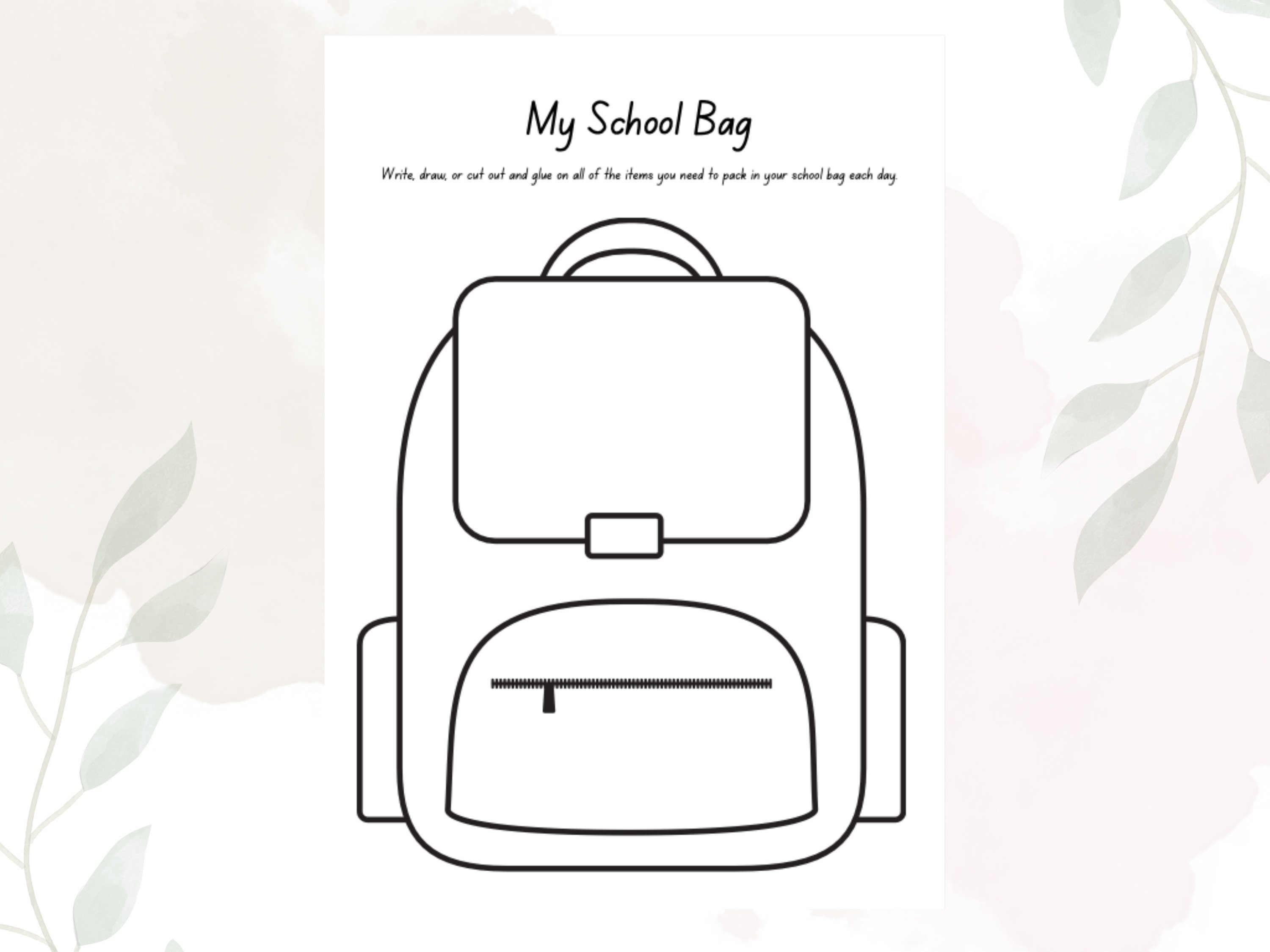 Visual Schoolbag Checklist, Backpack Checklist, Morning Routine, Kids ...