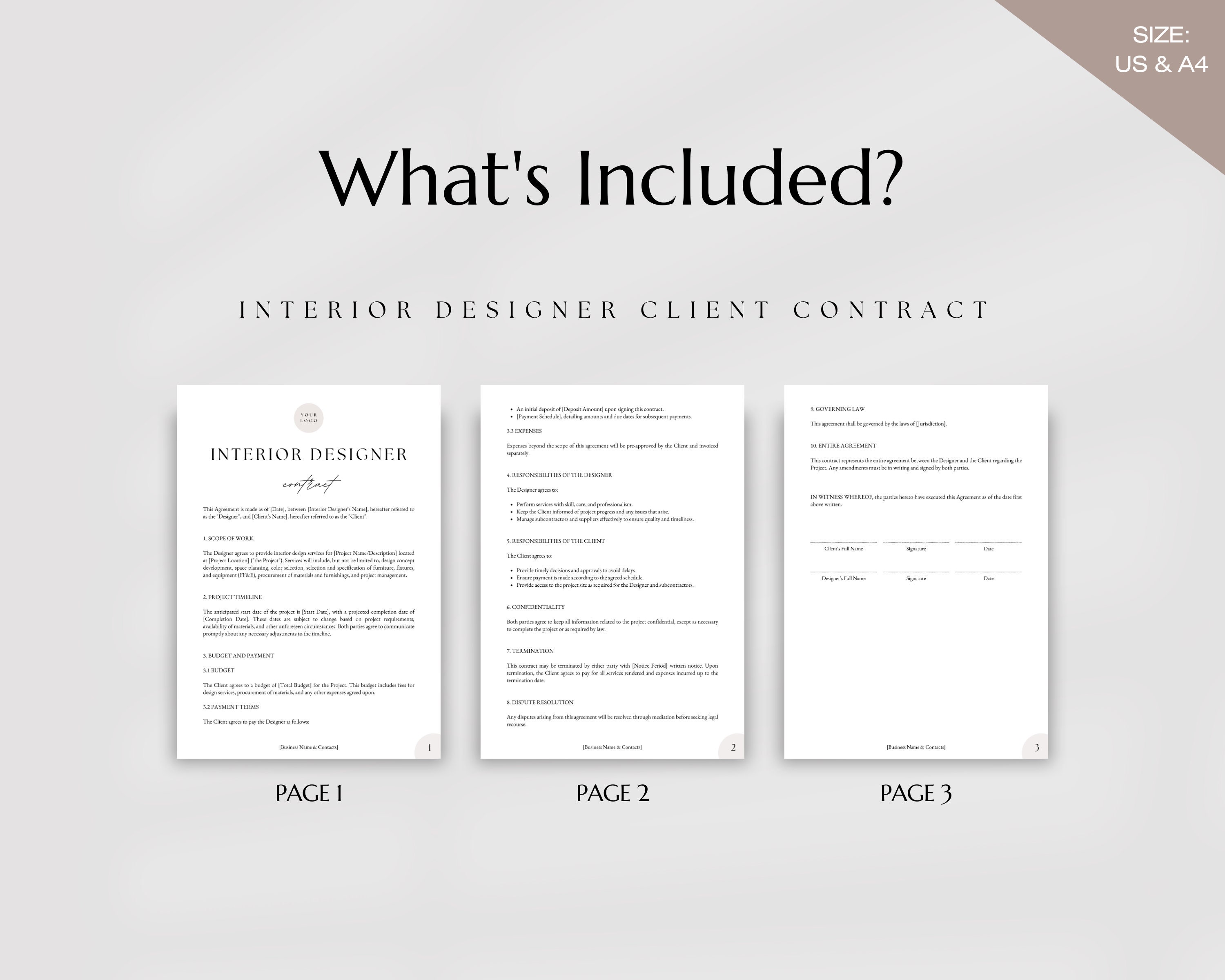 Interior Designer Client Contract, Interior Design Services Agreement ...
