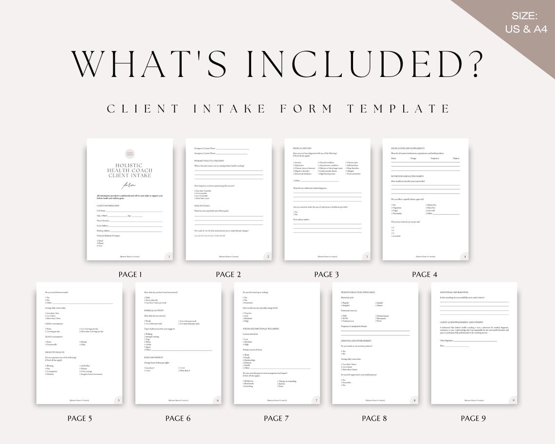 Holistic Health Coach Client Intake Form, Health Coach Onboarding, Wellness Coaching Intake ...