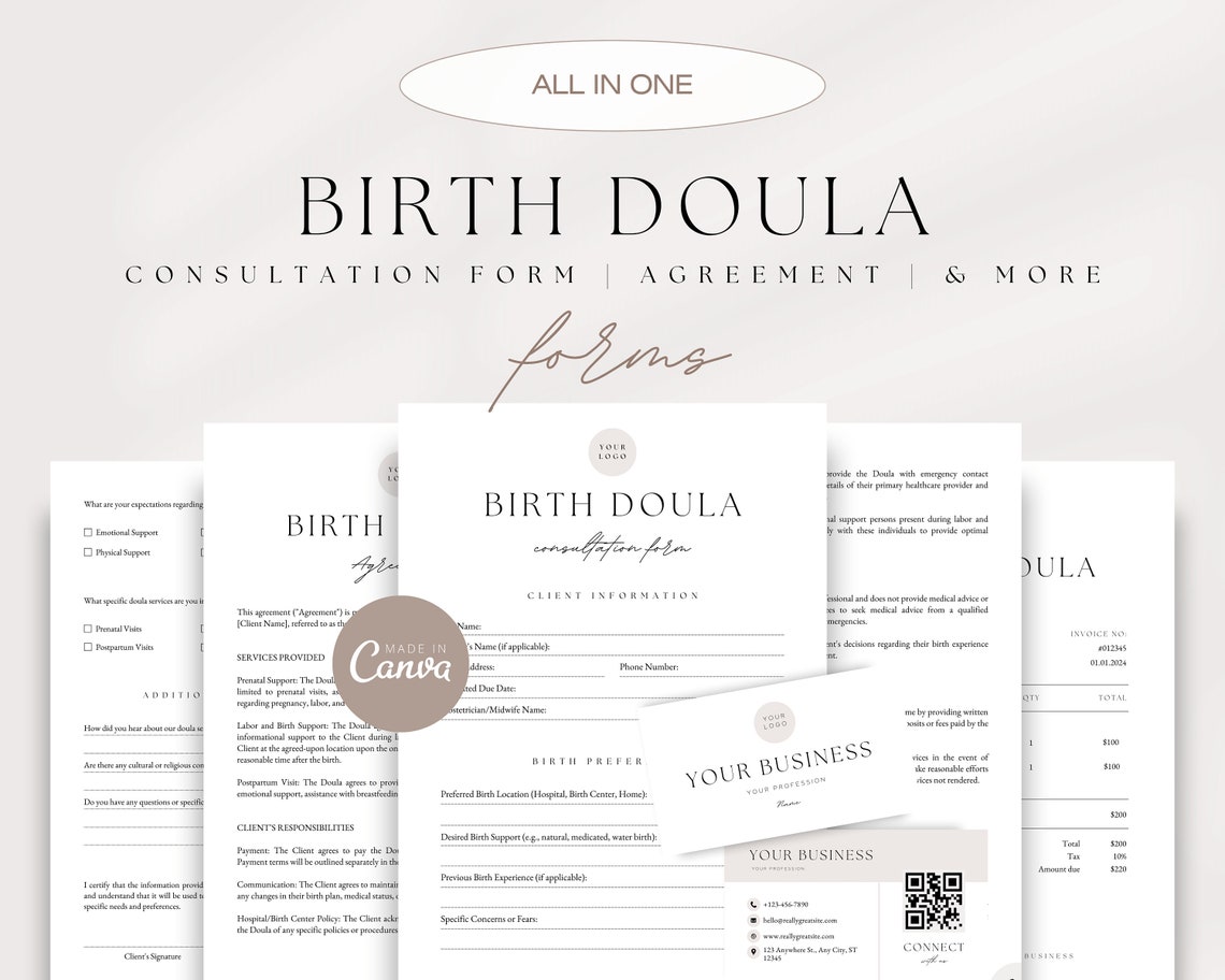 Birth Doula Forms Bundle, Doula Contract, Doula Consultation Form ...