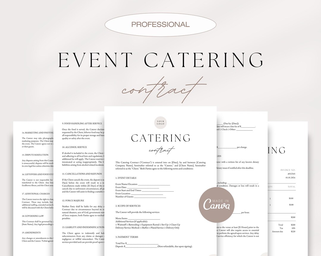 Professional Catering Contract, Event Catering Services Agreement ...