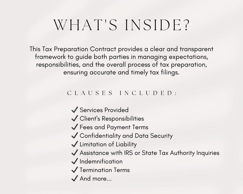 Tax Preparation Contract Template, Tax Preparation Service Agreement ...