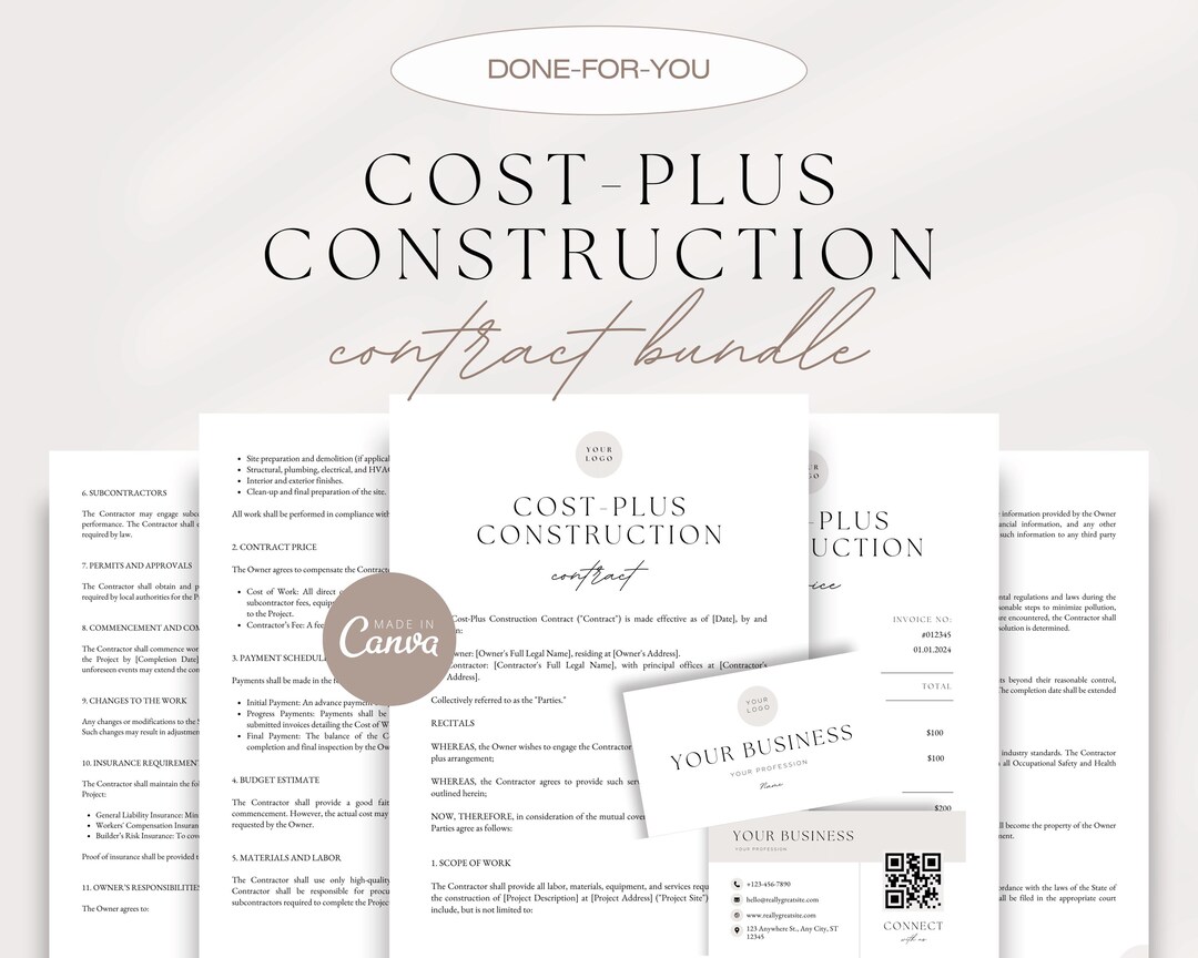Cost-plus Construction Contract Template, Cost-plus Contractor ...