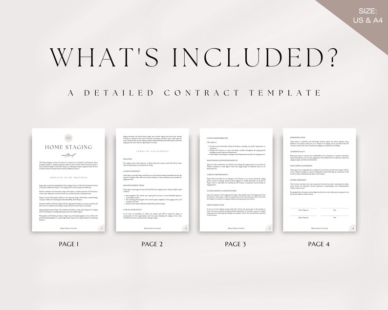 Home Staging Contract Template: Editable Agreement, Invoice, Business ...