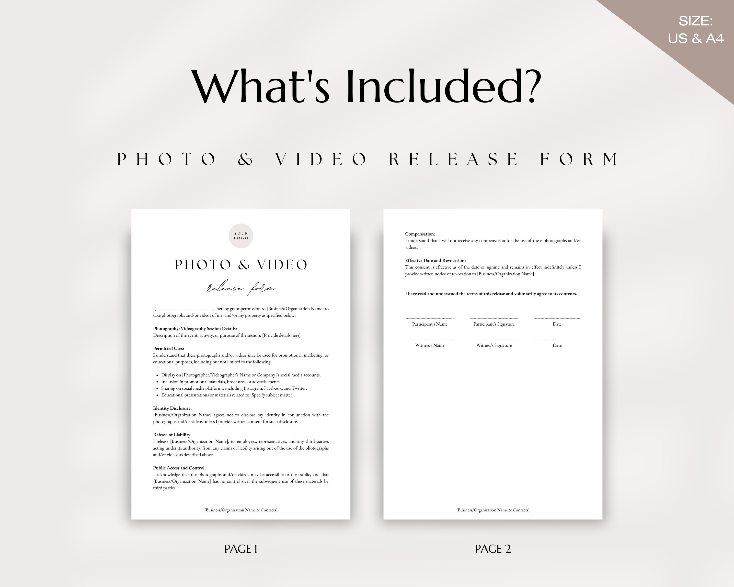 Editable Photo and Video Release Form, General Photo Release Form ...