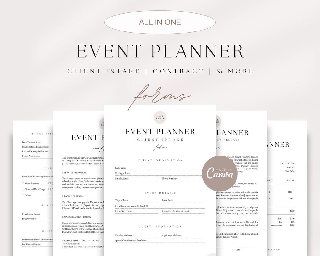 Event Planner Forms Bundle, Event Planner Client Forms, Event Planning ...