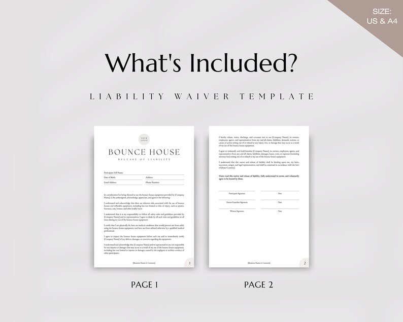 Bounce House Waiver, Release of Liability Template, Liability Agreement ...