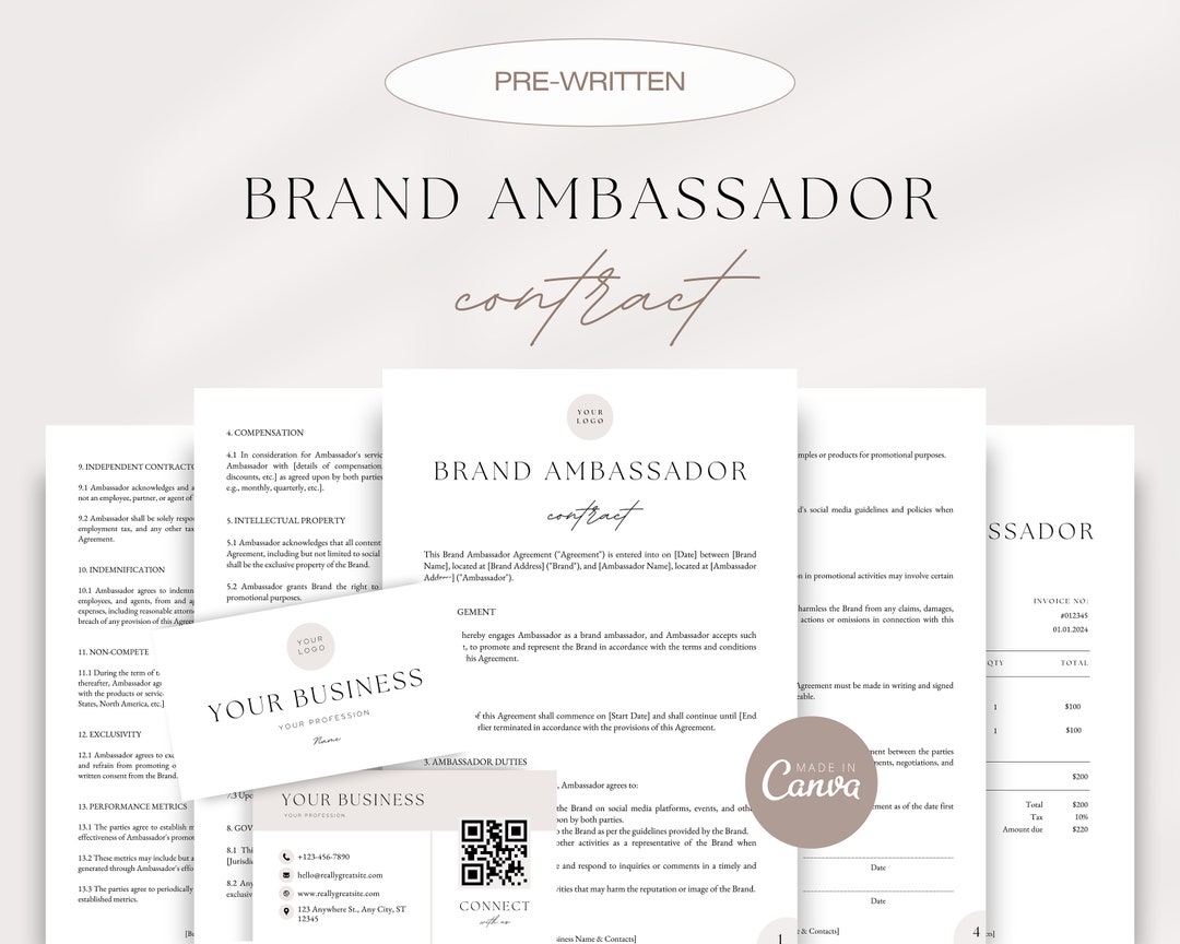 Editable Brand Ambassador Contract, Brand Ambassador Services Agreement ...