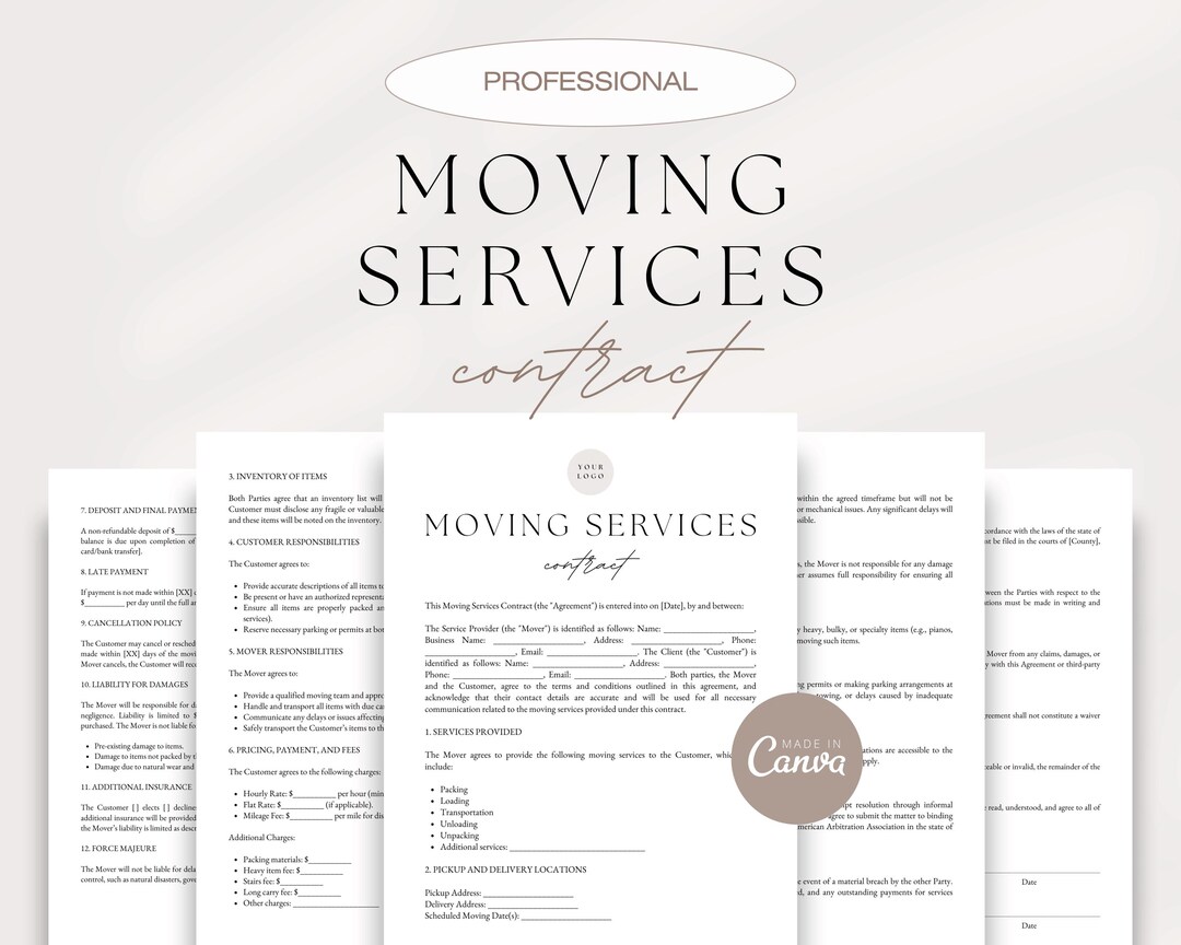 Editable Moving Services Contract Template: Relocation Agreement (canva ...