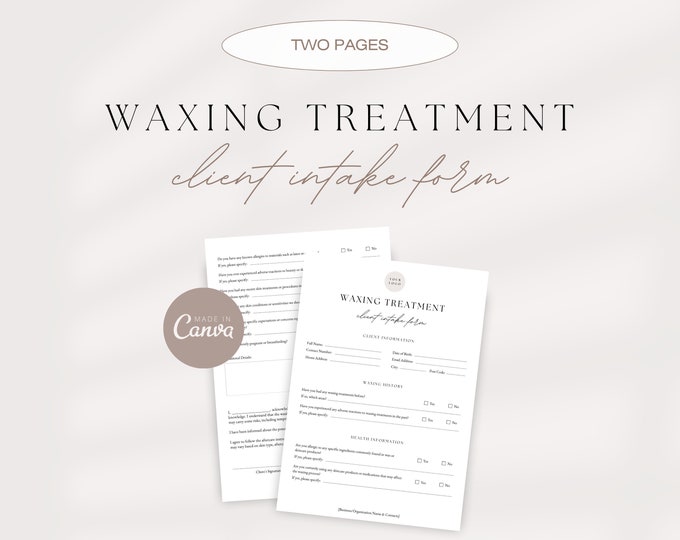 Editable Waxing Treatment Forms | Editable Waxing Client Intake Form ...