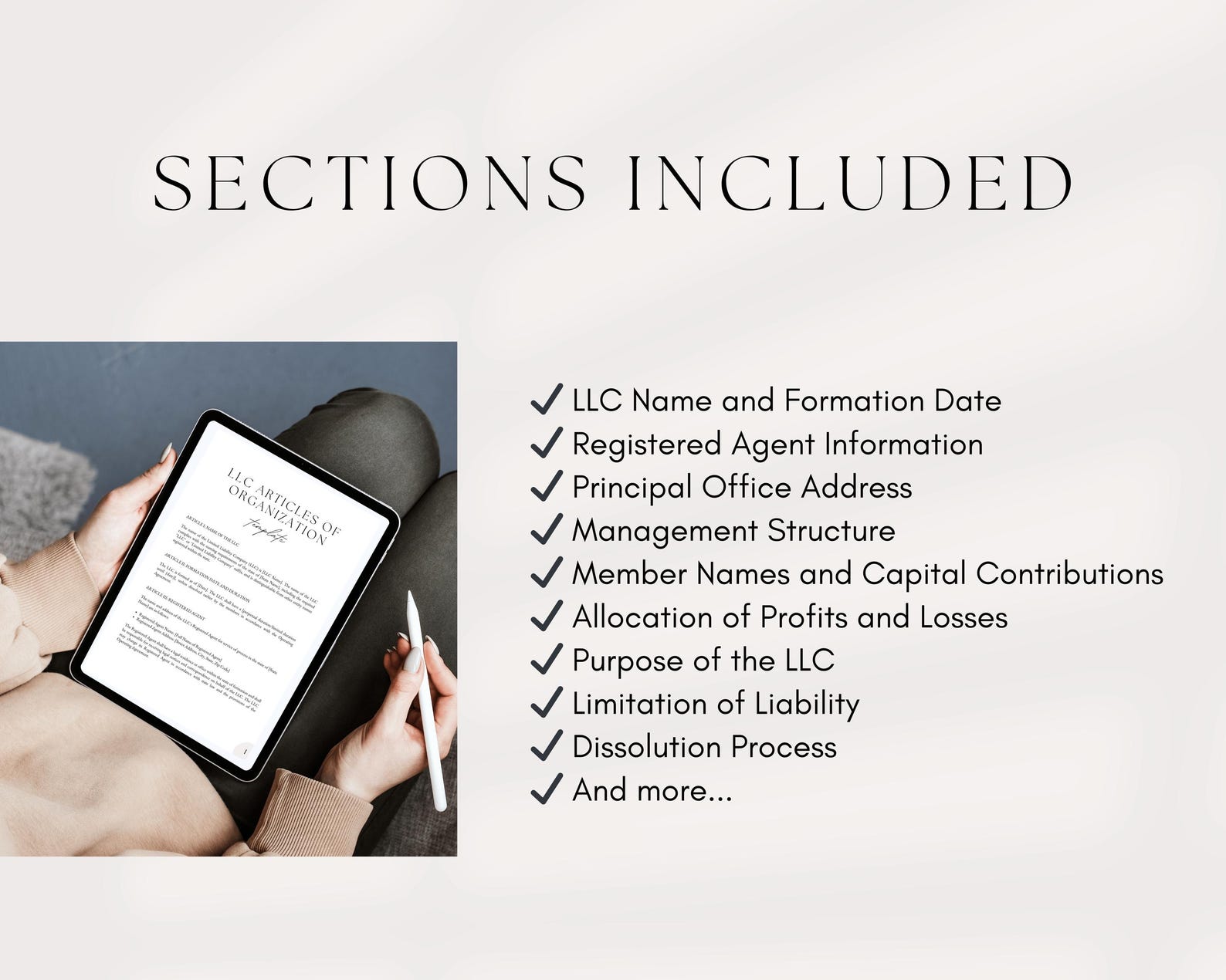 LLC Articles of Organization Template, Professional LLC Registration ...