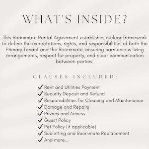 Roommate Contract Template, Room Lease Agreement, Roommate Agreement ...