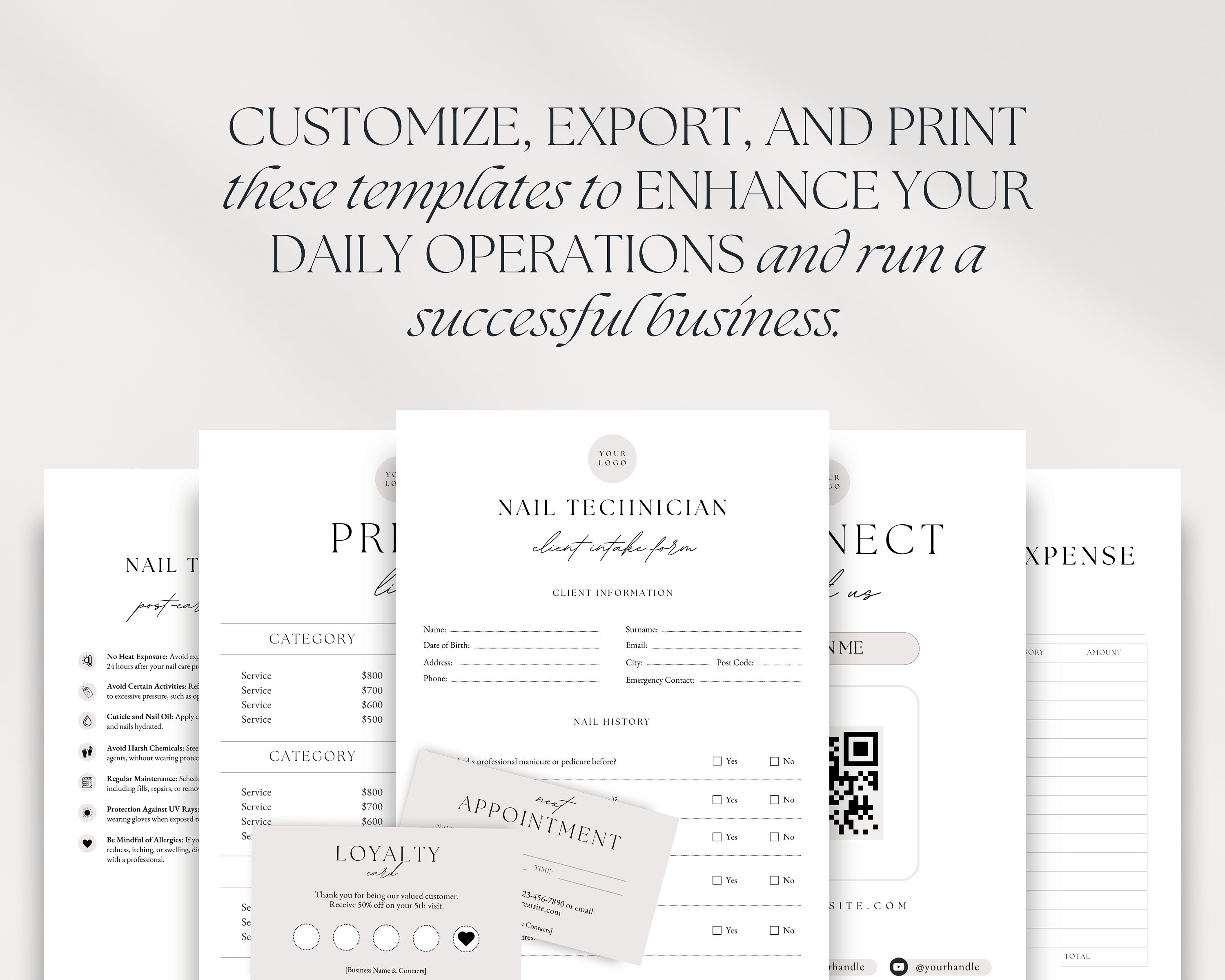 Nail Technician Forms Bundle, Nail Tech Consultation Forms, Nail Client ...