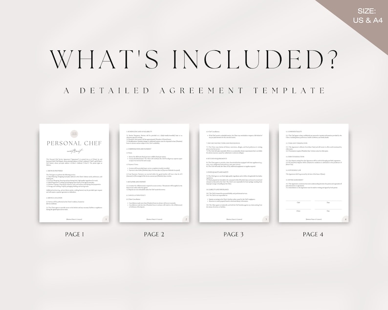 Personal Chef Service Agreement Template, Editable Private Chef ...