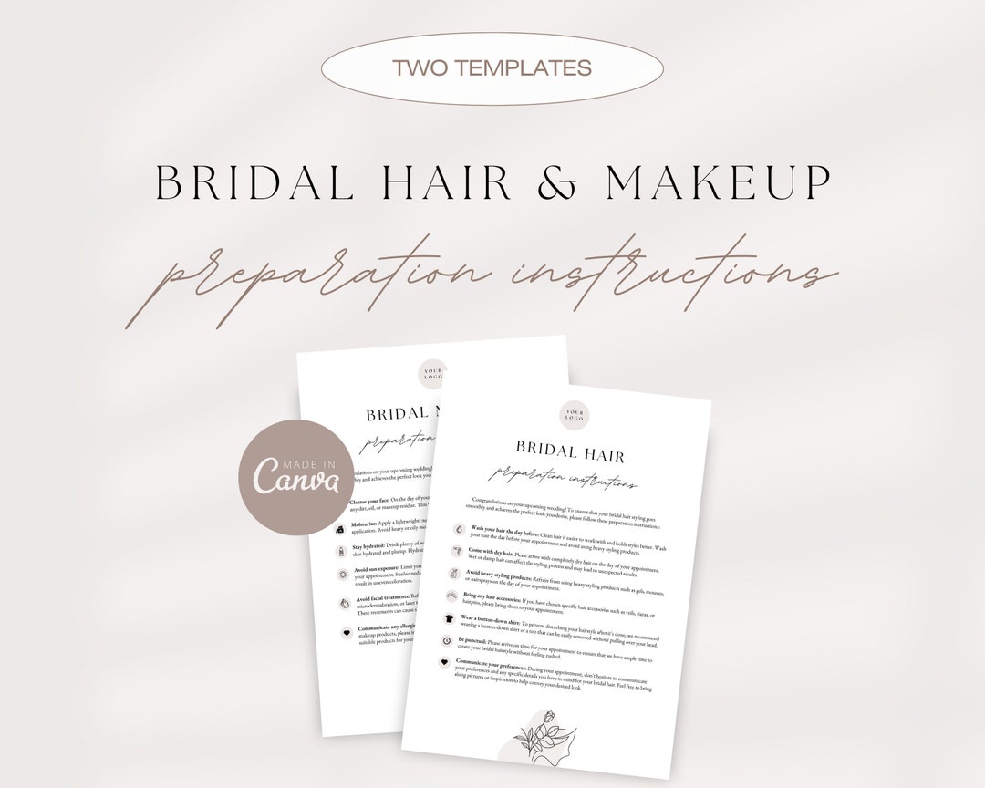 Bridal Hair & Makeup Preparation Instructions, Bridal Hair and Makeup ...