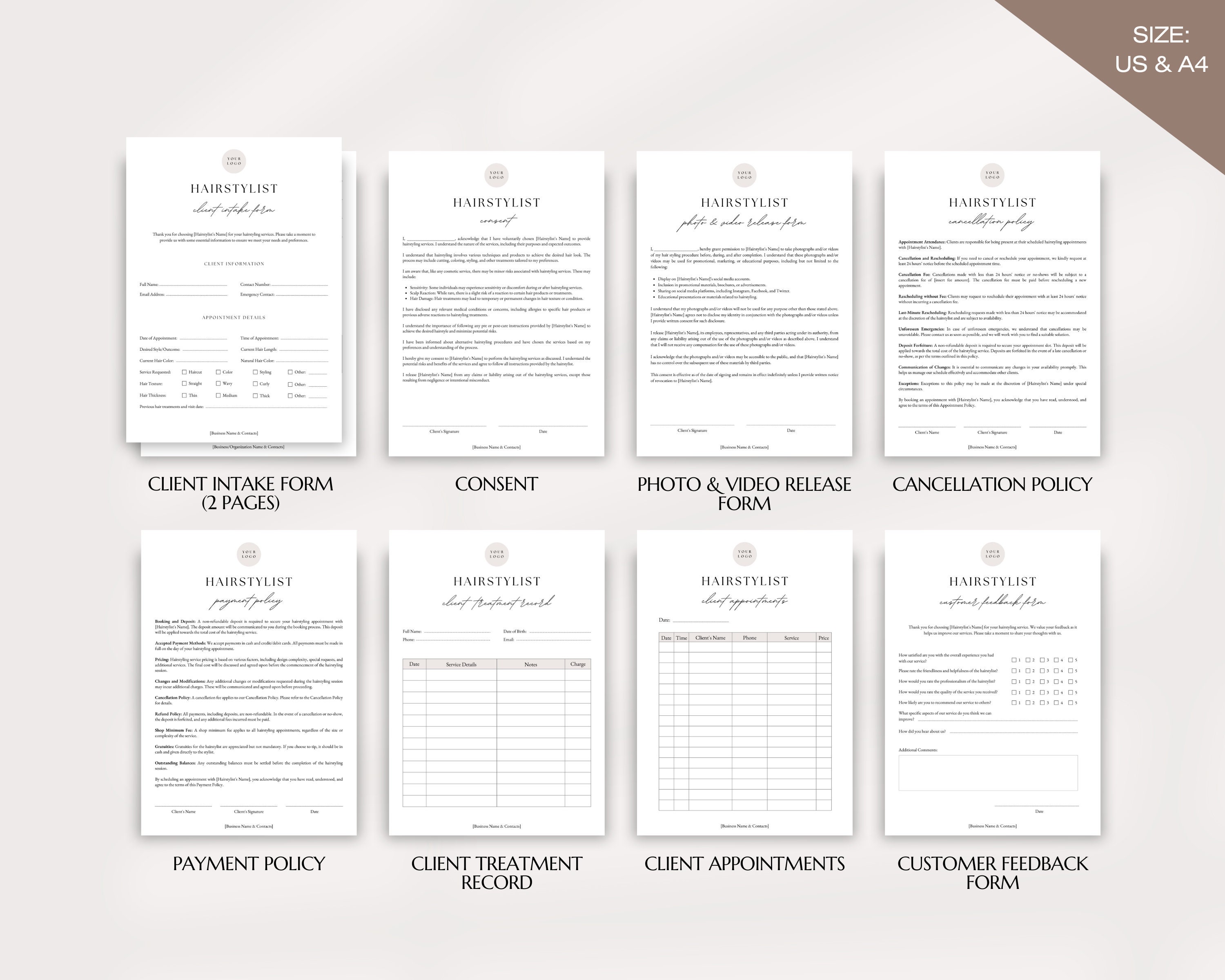 Professional Hairstylist Forms Bundle, Hair Services Agreement ...