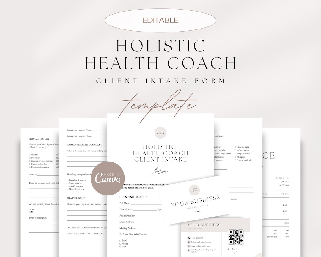 Holistic Health Coach Client Intake Form, Health Coach Onboarding, Wellness Coaching Intake ...