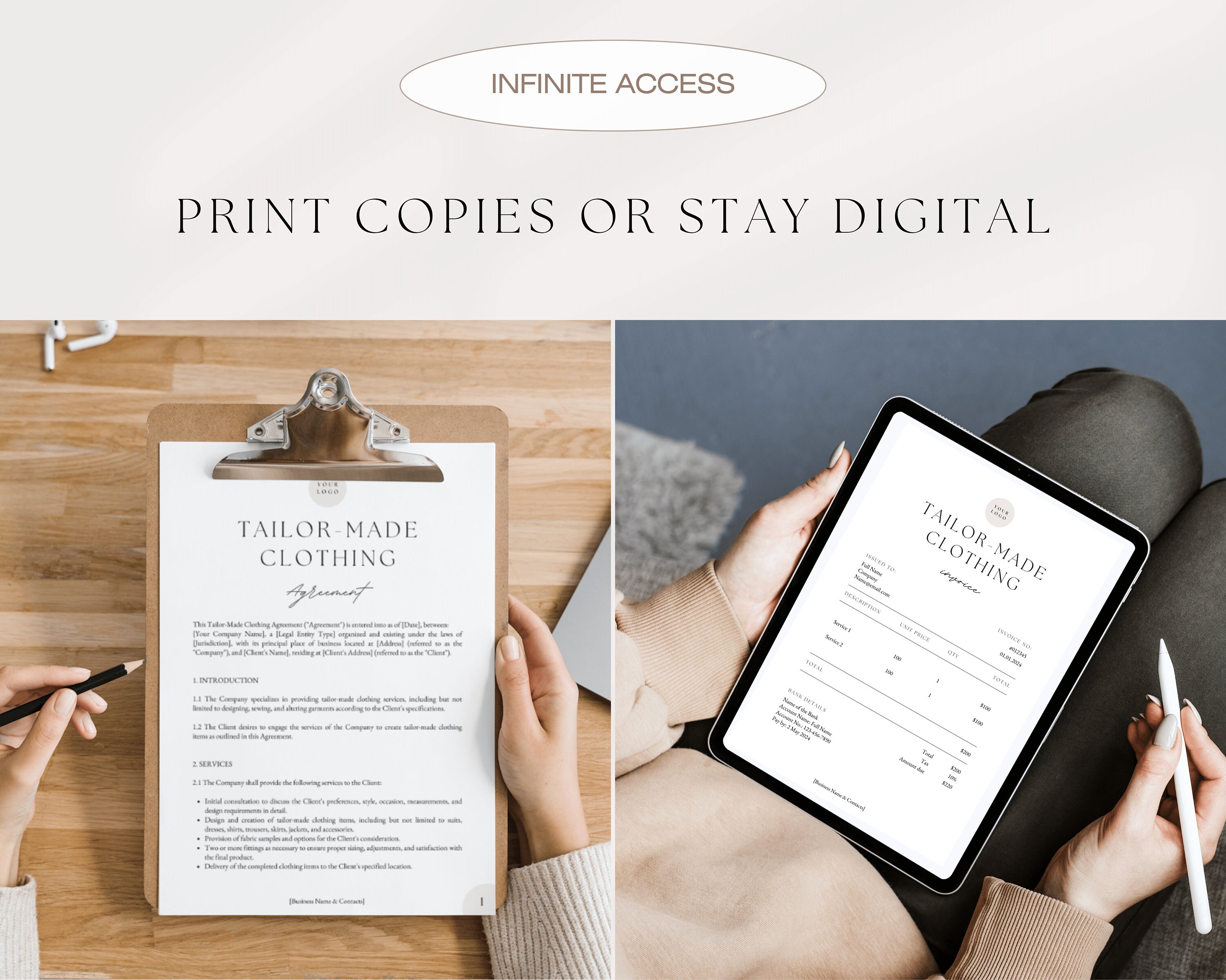 Professional Tailor Made Clothing Agreement, Custom Garment Contract ...