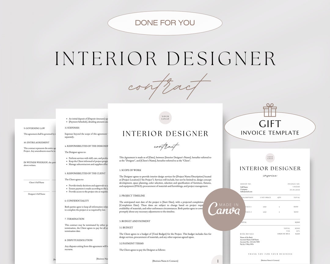 Interior Designer Client Contract, Interior Design Services Agreement ...