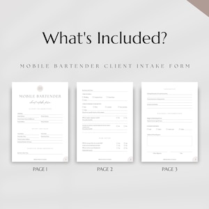 Mobile Bartender Client Intake Form, Mobile Bar Booking Form, Cocktail ...