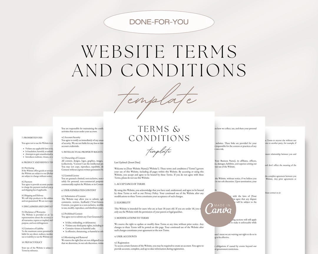 Website Terms and Conditions Template, Terms of Use, Terms of Service ...