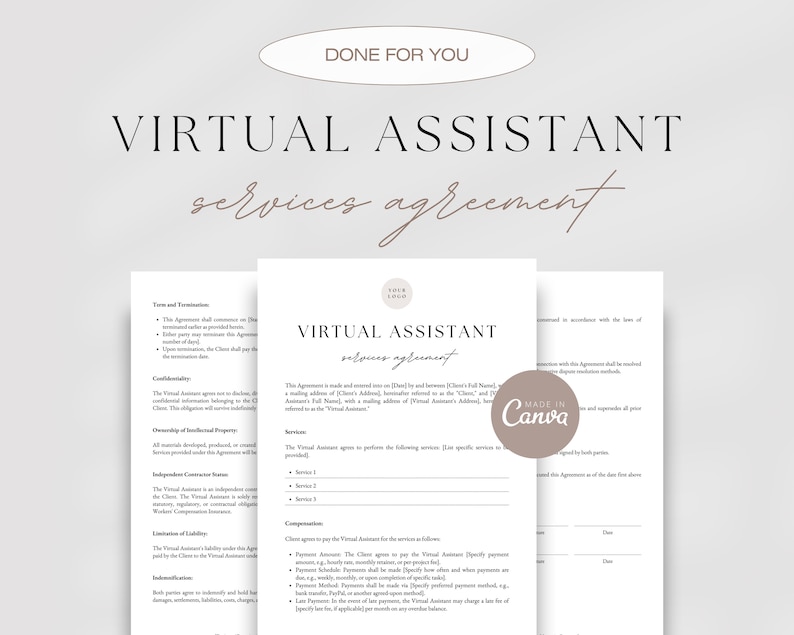Virtual Assistant Services Agreement, Virtual Assistant Contract ...