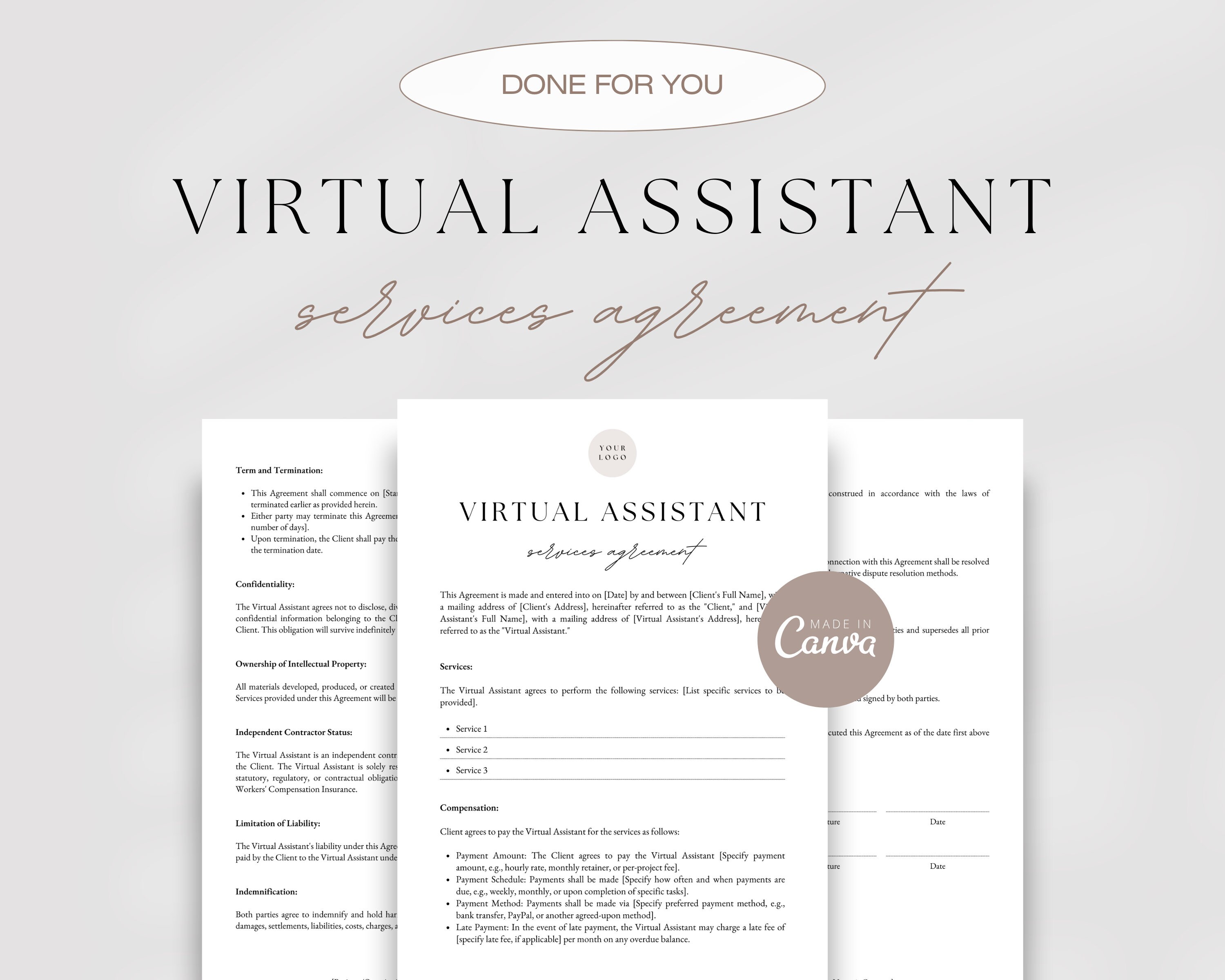 Virtual Assistant Services Agreement, Virtual Assistant Contract ...