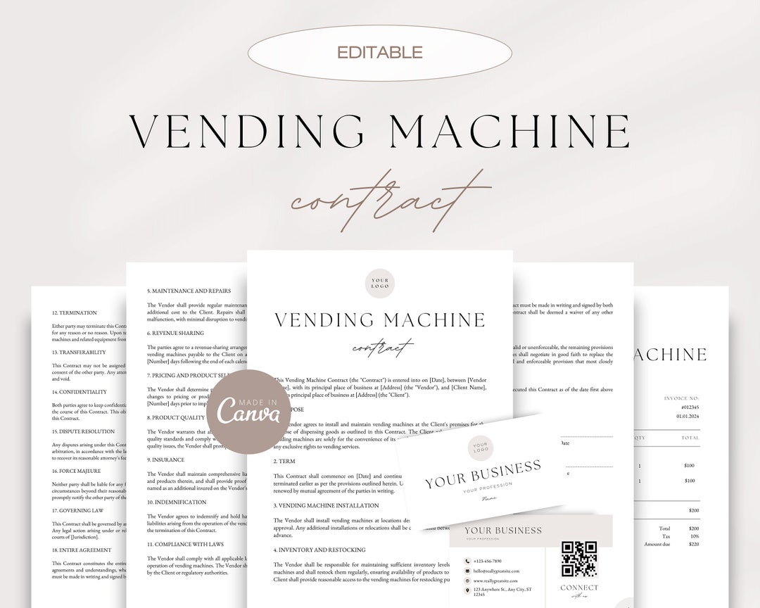 Editable Vending Machine Contract, Vending Machine Services Agreement ...