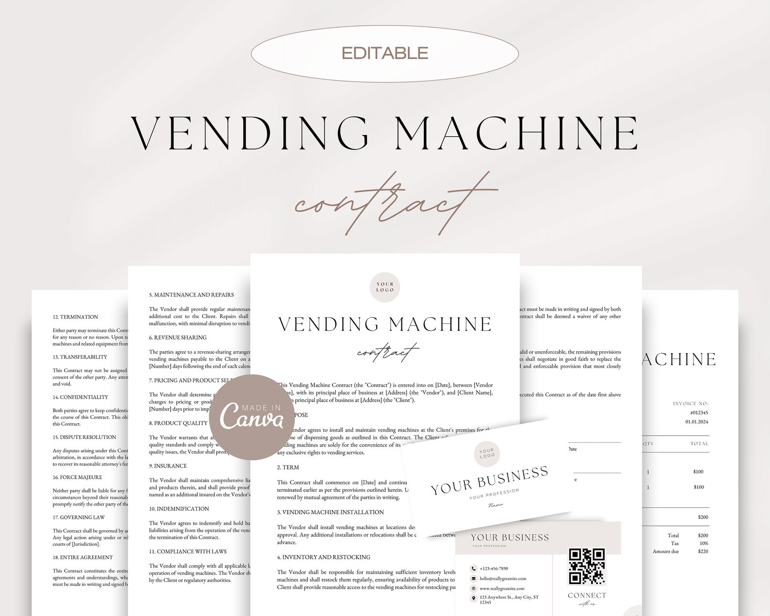 Editable Vending Machine Contract, Vending Machine Services Agreement ...