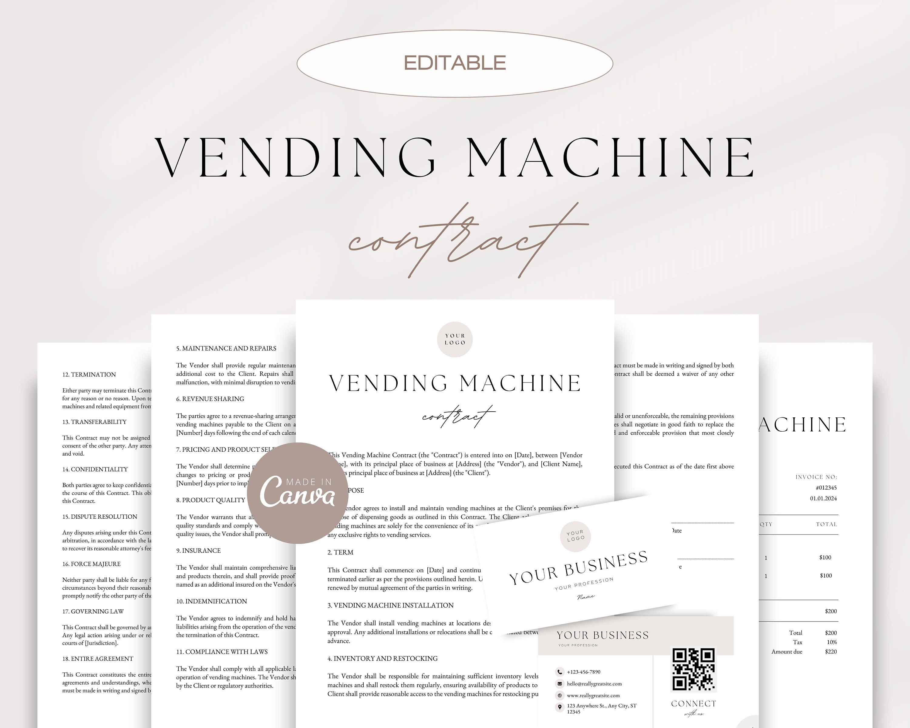 Editable Vending Machine Contract, Vending Machine Services Agreement ...