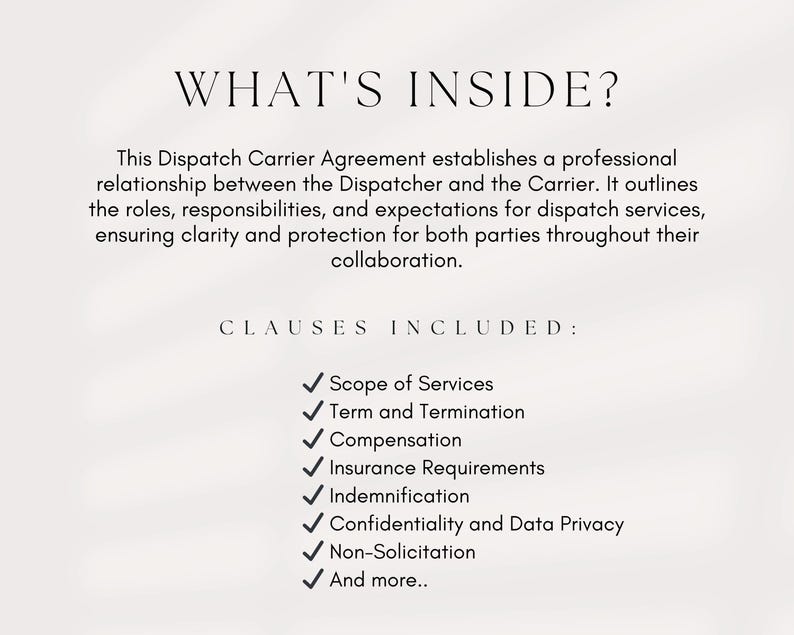 Dispatch Carrier Agreement Template: Logistics & Freight (editable ...